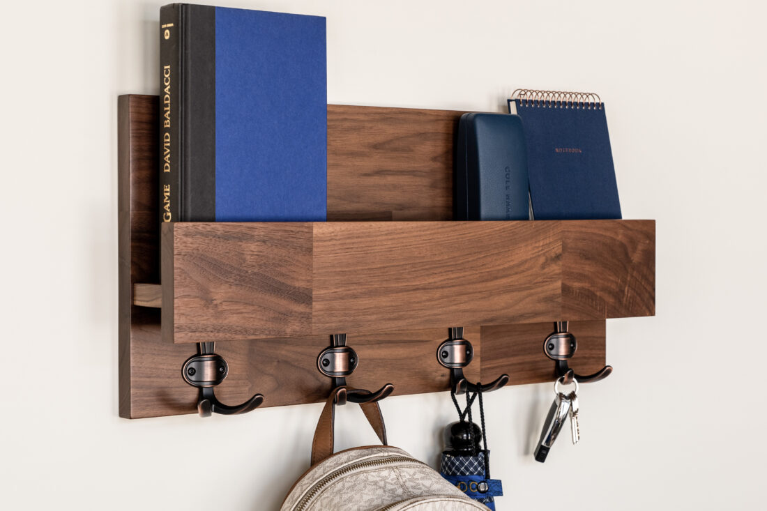 Hardwood Entryway Mail Key Organizer, Modern Rustic Mail Letter Holder ...